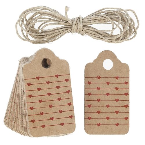 Etiquetas de carton kraft rectangulares con corazones - Hacer Cremas